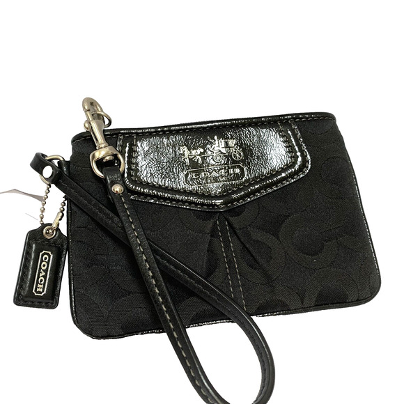 Coach | Bags | Coach Madison Small Black Sateen Signature Op Art ...